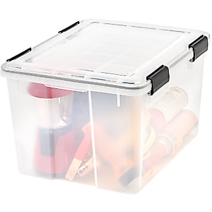 IRIS USA 46.6 Quart Plastic Storage Bin Tote Organizing Container with Durable Lid and Seal and Secure Latching Buckles, 6 Pack