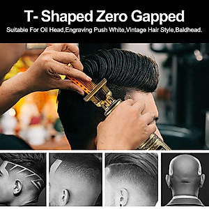 Hair Clippers for Men,Professional Zero Gapped Cordless Rechargeable Beard Trimmer,T-Blade Baldhead Razor with 4 Combs,Precision Haircut & Grooming Kit for Barbershop, Dragon Phoenix