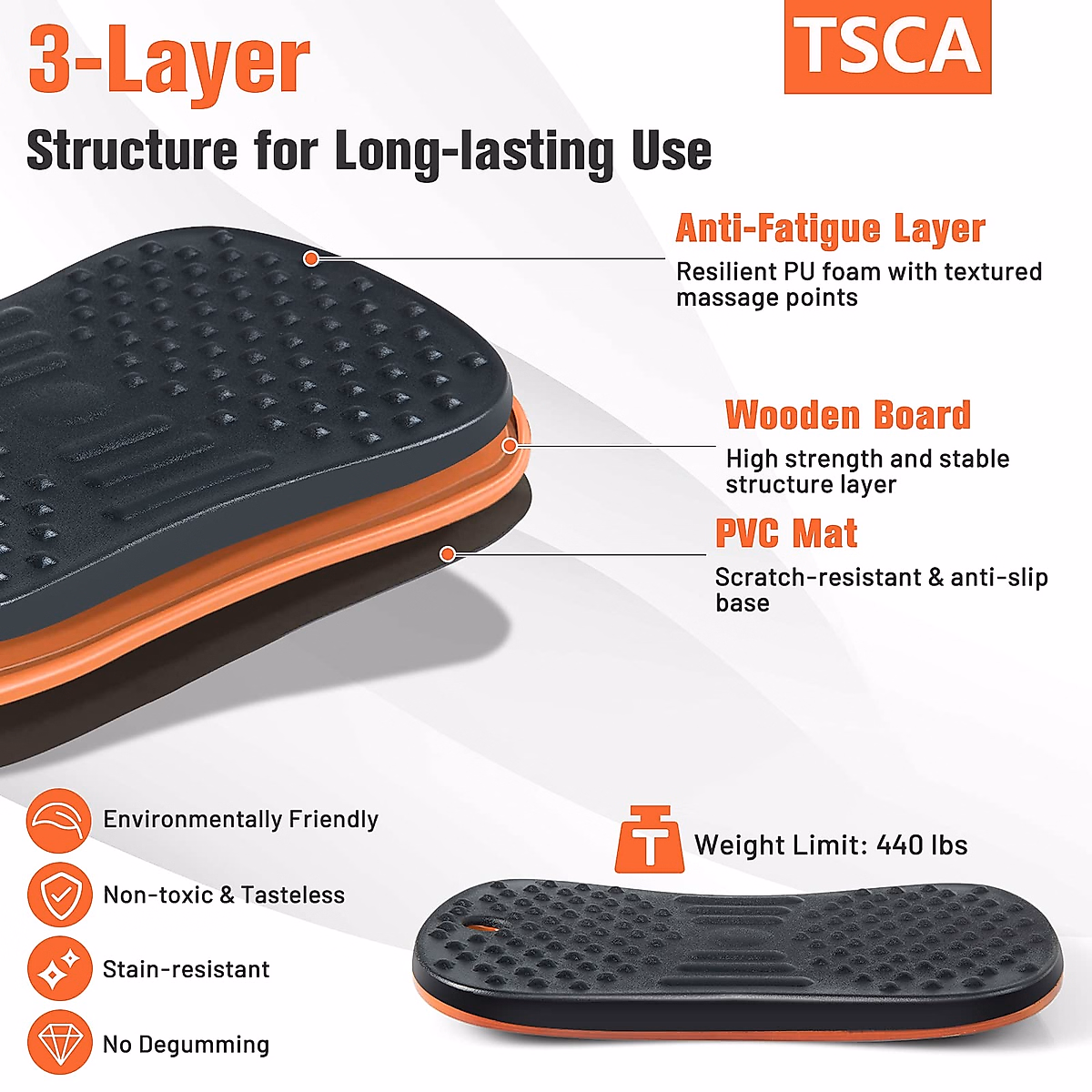 Goplus Standing Desk Wooden Balance Board, 360° Rotation Anti Fatigue Mat Wobble Board with 138 Massage Points & Anti-slip Base, Ergonomic Comfort Floor Mat Stability Rocker for Core Strength Workout