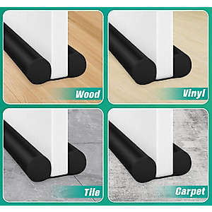 MAXTID Under Door Draft Blocker Black Door Draft Stopper 38" Noise Reducer Breeze Light Cold Air Guard Sound Proof Door Sweep 32" 36" 38" Weather Stripping Door Bottom Seal Insulation Strip Gap Filler