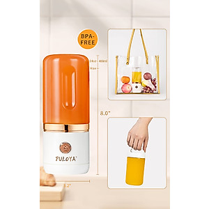 PULOYA Portable Blender, USB-C Rechargeable 14 Oz BPA Free Personal Juicer for Smoothies and Shakes with Travel Cup and Lid, Deep Blue