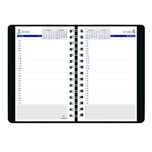 Blueline DuraGlobe Daily Planner, 30-Minute Appointments, 8 x 5, Black Soft Cover, 12-Month (Jan to Dec): 2023