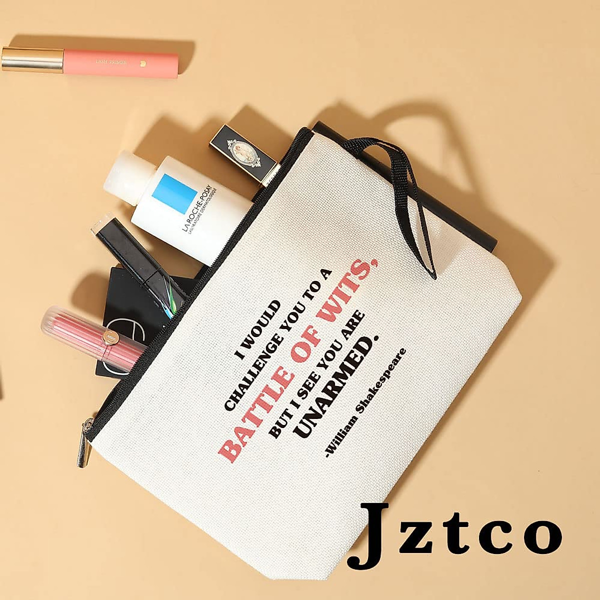 Jztco Shakespeare Quote William Shakespeare Makeup Bag for Coworkers, Men Women Him Her Mom Dad Sister Brother Friends I would Challenge You to a Battle of Wits, but I See You are Unarmed
