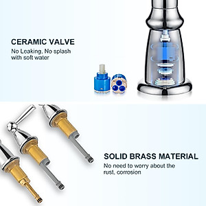 CREA Widespread Bathroom Faucet 3 Hole Chrome 8 inch 2 Handle Faucet with Pop Up Drain 4 in Sink Faucets for Vanity Lavatory Basin Restroom Bath