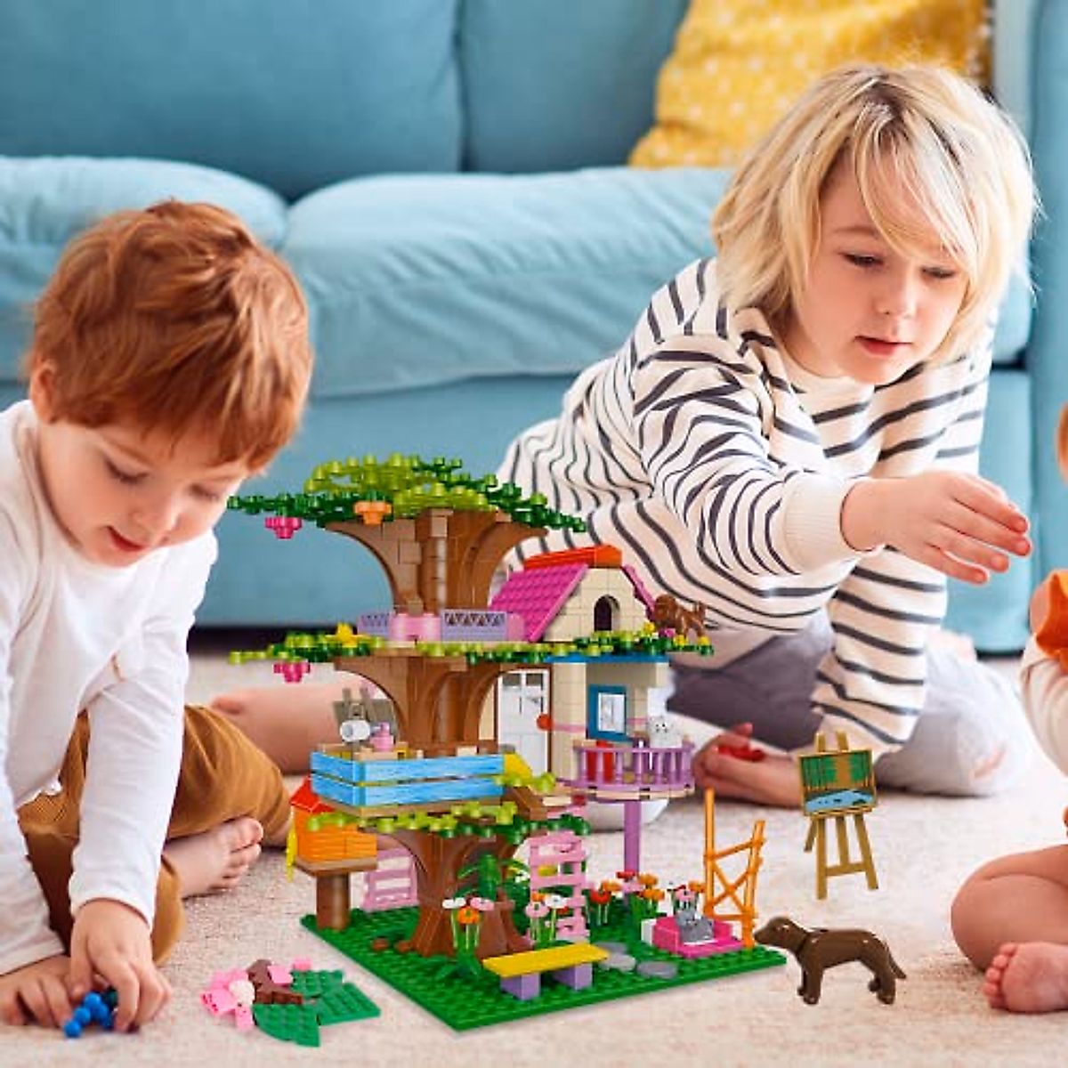 HOGOKIDS Tree House Building Toy with LED Light - 613PCS STEM Treehouse Girl Building Block Set with Fountain Animals, Birthday Gifts for Girls Boys Kids Ages 6 7 8 9 10 11 12+