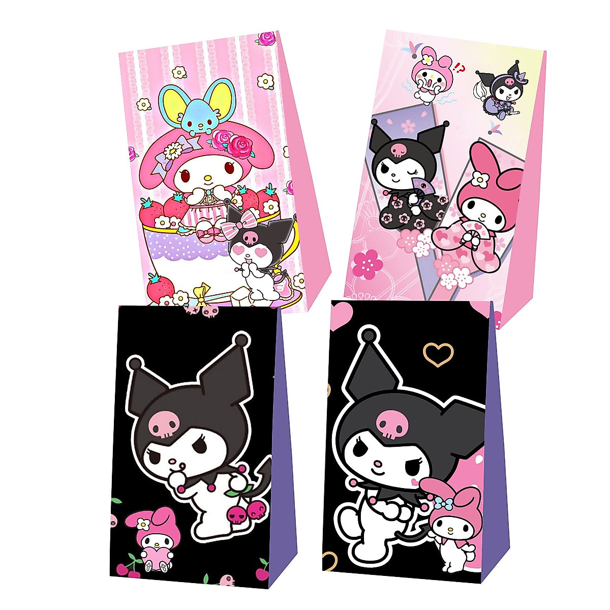 BNFUO 12 Pack Kuromi Party Favor Gift Bags for My Melody Birthday Party Decorations