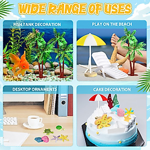 Burbell 24 Pieces Beach Style Miniature Ornament Set, Miniature Garden Doll House Cake Topper Decoration, Fairy Garden Accessories Micro Landscape Ornaments for DIY Fairy Garden Dollhouse Plant Decor