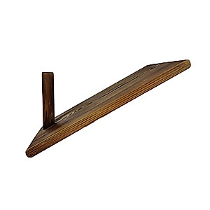 Meng Club Multi-use Rustic Long Mounted Corner Decorative Dark Wall Floating Bookshelf with 30 Degree Angle Wooden Bar for Living Room, Solid Pine Wood Wall Book Shelves Set for Hanging Coats Hook