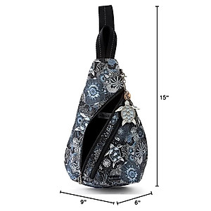 Sakroots Women's Go Sling Backpack in Nylon Eco Twill, Midnight Seascape, One Size