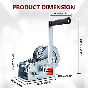 ALAVENTE Hand Winch Crank Cable 3500lbs, Heavy Duty Gear Winch for RV Trailer, Boat or ATV (Steel)
