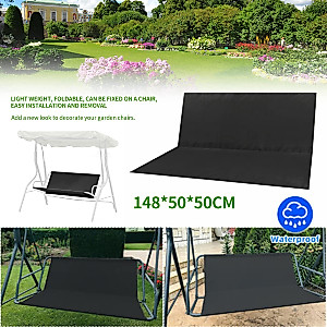 Eummy Waterproof Swing Covers for Outdoor Patio Swing Chair,Porch Bench Sling Chair Replacement Fabric Swing Cushion Black (58.3"x19.7"x19.7")