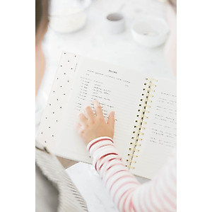 Sugar Paper Cream & Black Swiss Dot Recipe Book with Page Dividers and Guided Pages To Record and Organize Your Favorite Recipes