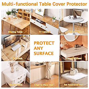 53 Inch Round Clear Dining Table Protector Tablecloth Cover Desk Top Pad Mat for Glass Furniture Study Coffee End Bed Sofa Side Bistro Bar Corner Pub Night Stand Dinner Table Thick Plastic PVC Vinyl