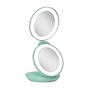 Zadro 4.5" Round LED Compact Mirror 10X/1X Travel Mirror with Lights and Magnification 3 AAA Batteries LED Makeup Mirror