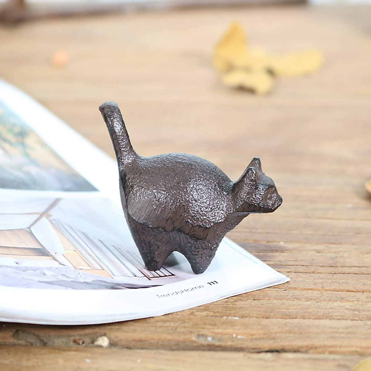 canjoyn Cast Iron Paperweight Garden Home Office Desk Decor Collection Animal Figurine (Cat)