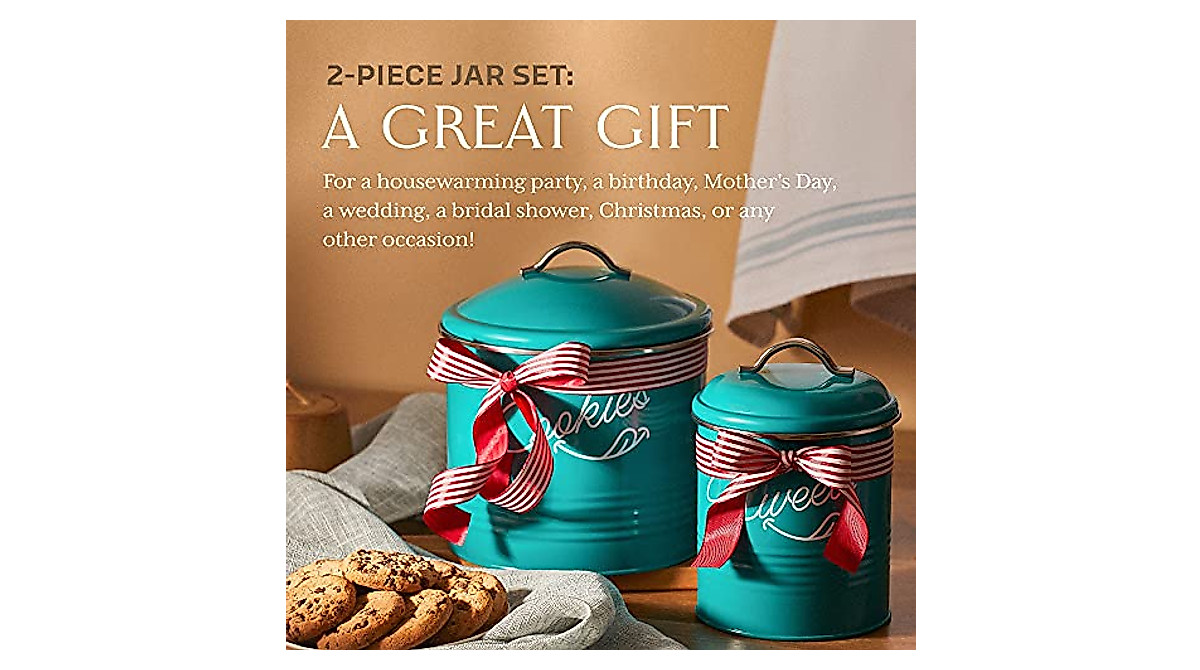 Farmhouse Teal Cookie & Candy Jar Set - Airtight Kitchen Storage