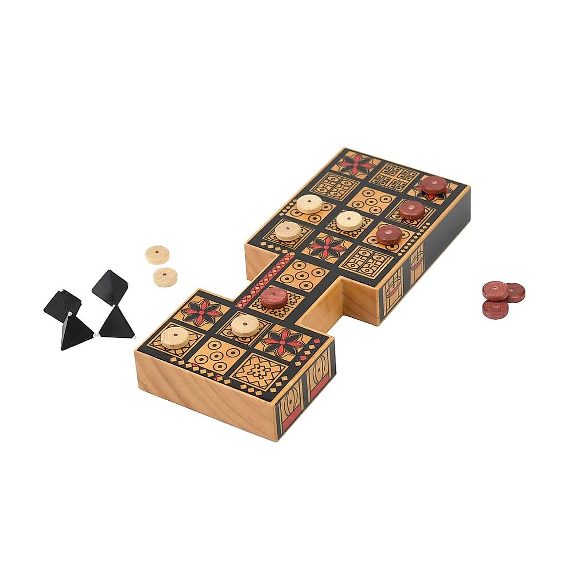 Masters Replica Royal Game of Ur Board Game with Pyramid Dice - Features Authentic Design with Solid Wood Board and Wooden Pieces