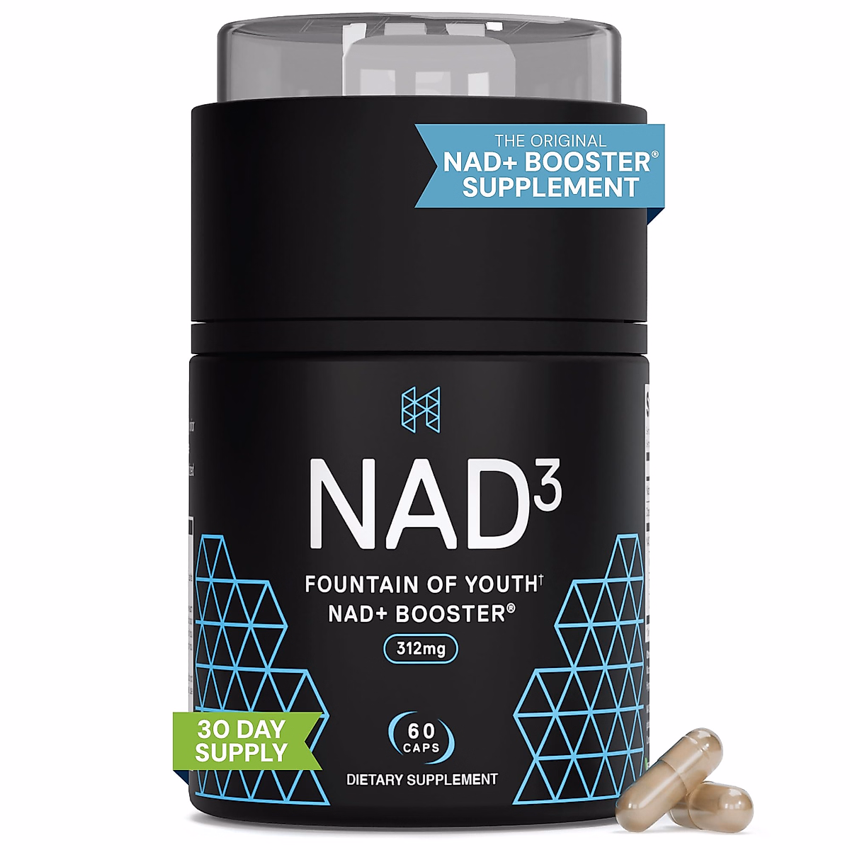 HPN NAD+ Booster (NAD3), Anti Aging Cell Booster, NRF2 Activator, Nicotinamide Riboside Alternative, NAD Supplement Natural Energy, Longevity, and Cellular Health, 312 Mg per Serving (1 Month Supply)