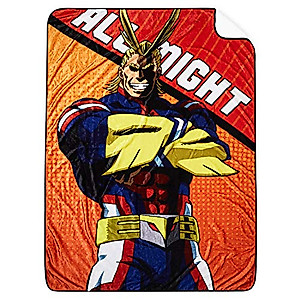 My Hero Academia Throw Blanket - Shoto, Izuku & All Might Soft Fleece Throw Blanket Lanyard and Sticker (All Might)