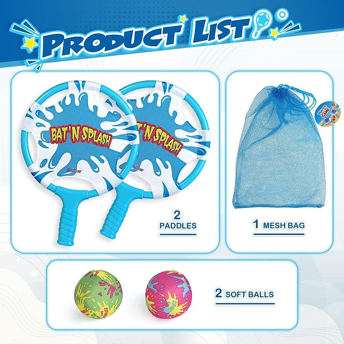 Water Paddle Ball Swimming Pool Game - Fun Pool Games for Adults and Kids - Beach Games for Family Fun.