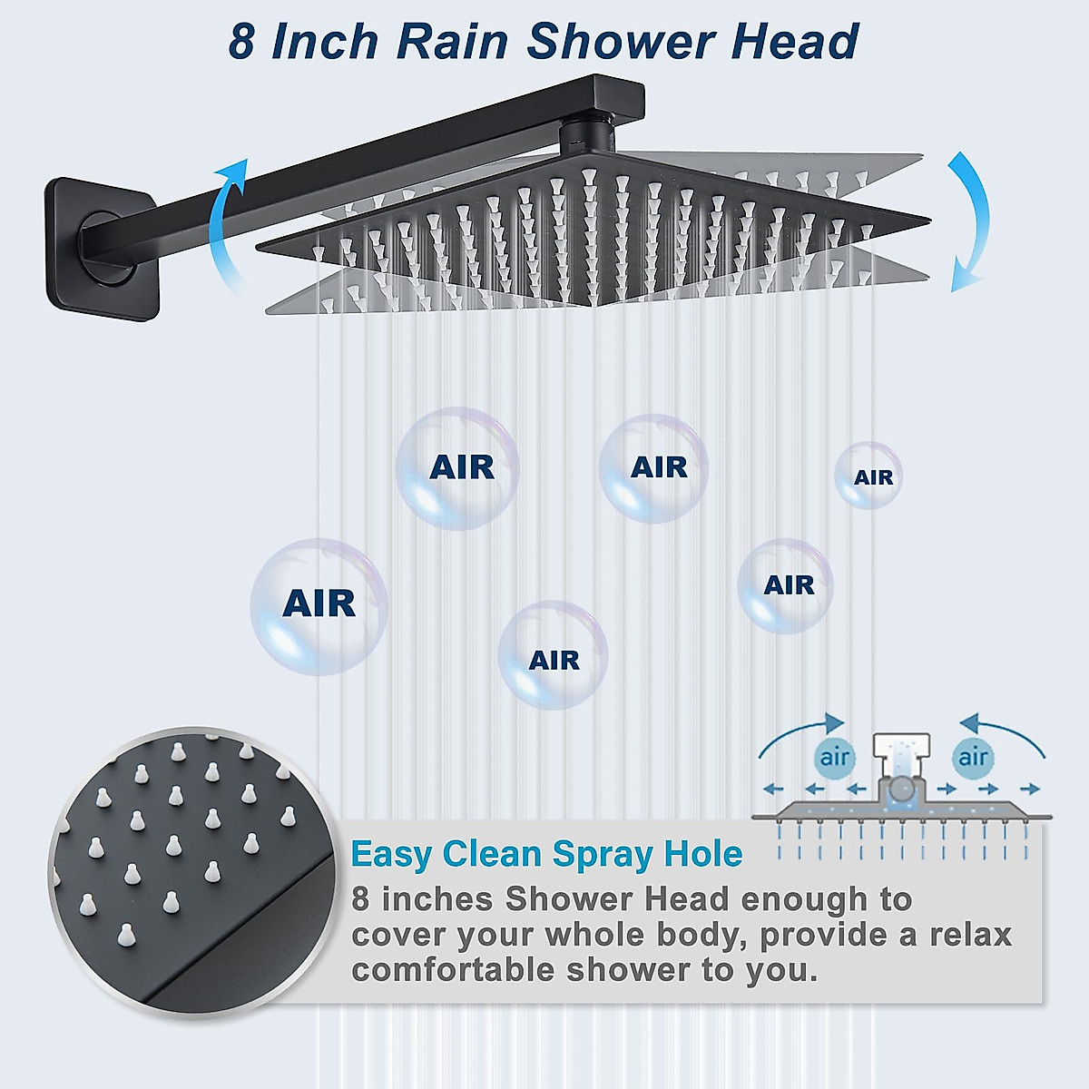 𝐕𝐨𝐭𝐚𝐦𝐮𝐭𝐚 𝐒𝐡𝐨𝐰𝐞𝐫 𝐅𝐚𝐮𝐜𝐞𝐭 𝐒𝐞𝐭 Black Shower Faucet with 8 Inch Shower Head and Handheld Rainfall Shower System Shower Faucets Sets Complete with Brass Valve