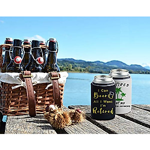 2 Funny Retirement Can Coolers Gifts for Men And Women-12 OZ Collapsible Neoprene Can Beer Bottle Beverage Cooler Cover Insulator Holder Sleeve for Cola Beer Soda - 2 Pack