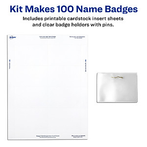 Avery Pin Style Top-Loading Name Badges, 2.25 x 3.5 Inches, White, Box of 100 (74549)