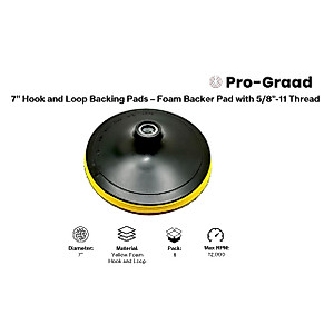 Pro-Graad 7" Hook and Loop Backing Plate for Sanding, Polishing Buffering Pads, Backer Pad with 5/8”-11 (5/8 inch TPI), 7 inch Backup Pad for Angle Grinder Drill Polisher Buffer