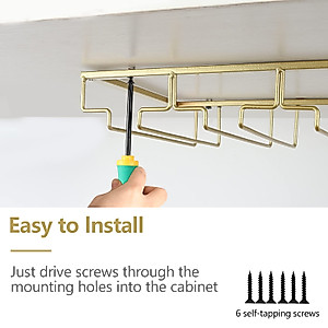 BekoFeeno Wine Glass Rack, Under Cabinet Stemware Rack Wine Glass Holder Wine Glass Storage Hanger Metal Rack Storage Organizer for Kitchen Cabinet Bar