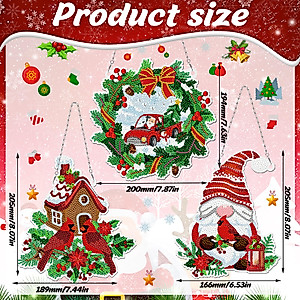 Sintuff 3 Pcs 5D Sunflowers Gnomes Bee Diamond Painting Kits Hanging Honeybee Dwarf Sunflowers DIY Round Diamond Art Kits Gnome Diamond Painting Kits for Art Adults Beginners DIY Home Wall (Garland)