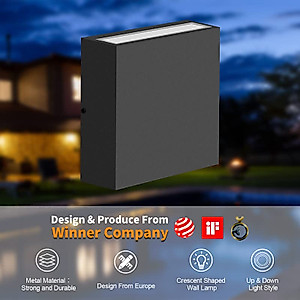 Illumishin Modern LED Wall Sconce Indoor Up Down Wall Lamp Outdoor Wall Lights Exterior Light Fixtures 12W Hallway Wall Lighting for Porch Front Door Garden Yard Patio