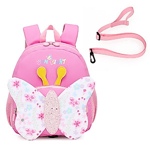 Toddler Backpack with Anti-Lost Harness Kids Backpack School Bag for Baby Girl Boy 1-5 Years(Butterfly)
