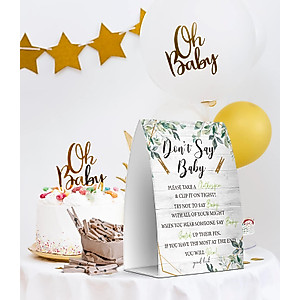 Don't Say Baby Set - One 5x7 Sign and 50 Mini Clothespins, Baby Shower Games, Baby Shower Decoration, Gender Neutral Baby Shower - MsJb036