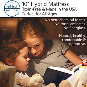 Ethical Mattress CO 10" Toxin-Free Hybrid Mattress, Made in USA with Organic Cotton, Wool, Latex & Pocketed Coils (Mattress-in-a-Box) Comfortable & Supportive for All Ages - Full Size