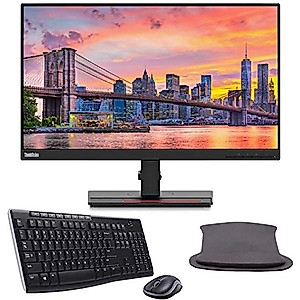 Lenovo ThinkVision T24i 23.8in 1920 x 1080 FHD IPS WLED-Backlit LCD Raven Black Monitor Bundle with HDMI, VGA, DisplayPort, USB Hub, Gel Mouse Pad, and MK270 Wireless Keyboard and Mouse Combo