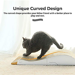 MSBC Duck-Shaped Cat Scratch Pad, Cardboard Cat Scratcher, Wave Curved Scratching Pad, Corrugated Scratching Bed Lounge for Indoor Cats Kitten Kitty, Protecting Furniture, Reversible, Foldable