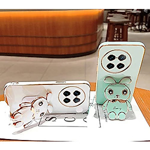 for Oneplus 11 5G Case,OnePlus 11 Phone Case 6D Cute Kawaii Hidden Rabbit Bunny Stand Design with Camera Cover,Luxury Plating Glitter Soft Silicone Girly Case for Oneplus 11 for Women Girls Pink