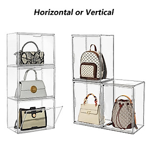 Attelite Purse Organizer for Closet, 5 Pack XX-Large Handbags Storage Organizer,Stackable Storage Bins for Collectibles, Cosmetic,Heels