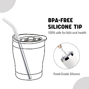 Mollcity Kids Tumbler-9 oz Tumbler with Lid and Straw-Stainless Steel Vacuum Insulated Water Cup for Kids,BPA Free (White)