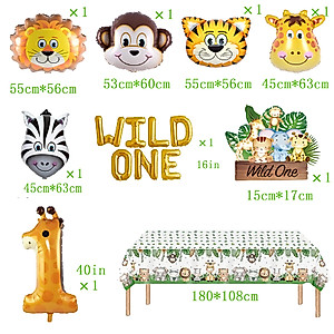 161pcs Wild One Birthday Decorations Supplies,Jungle Safari 1st Birthday Party Supplies,Wild One highchair Banner 1st Birthday Boy,wild one balloons,Wild One Birthday Decorations For Boys