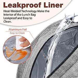 Lunch Bags for Women Insulated Thermal Lunch Tote Bag Durable Large Lunch Box Container Drinks Holder for Adults Men Work College Picnic Beach Park, Grey