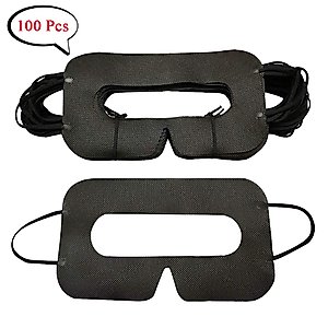 YinQin 100 PCS VR Disposable Eye Mask VR Headset Cover Mask, Sanitary VR Eye Mask, Black VR Eye Mask Cover, Sweatproof VR Headset Cover Mask Universal Eye Mask for VR (Black)