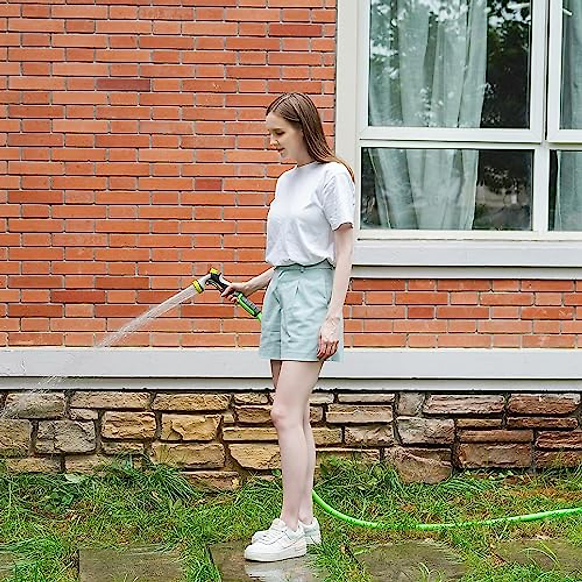 Fevone 6 ft Garden Hose, 2-Year Warranty Offered by Manufacturer, Hose Reel Leader Hose, Hybrid Polymer, Kink Resistance, 3/4" GHT Aluminum Fittings, 5/8" ID, 600 PSI, Drinking Water Safe (GH10)