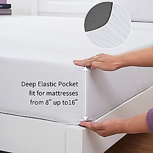 Yastouay Sheet Set, 4 Pcs Ultra Soft Bed Sheets Deep Pocket Bedding Sheets & Pillowcases Wrinkle Stain Resistant (White, Queen)