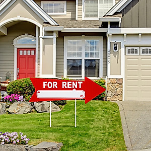 Barydat 12 Pcs for Rent Yard Signs with Stakes Double Sided for Rent Arrow Signs with Stand 17 x 6 Inches for Rent Sign This Way Arrow Yard Signs Plastic Garage Sale Sign Outdoor