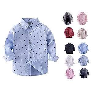 stylesilove Toddler Little Boy Long Sleeve Cotton Button Down Shirt for Casual, Formal Event and Special Occasions (Navy Blue, 2T)