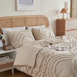 ENJOHOS Twin XL Comforter Set for College Girls - Twin Size Boho Beige Tufted Rainbow Comforter, 2 Pieces Rainbow Bedding for All Season, Lightweight Soft Microfiber Comforter with 1 Pillowcase