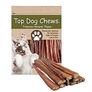 Top Dog Chews - Thick 12 Inch Bully Sticks, 100% Natural Beef, Free Range, Grass Fed, High Protein, Supports Dental Health & Easily Digestible, Dog Treat, 10 Pack