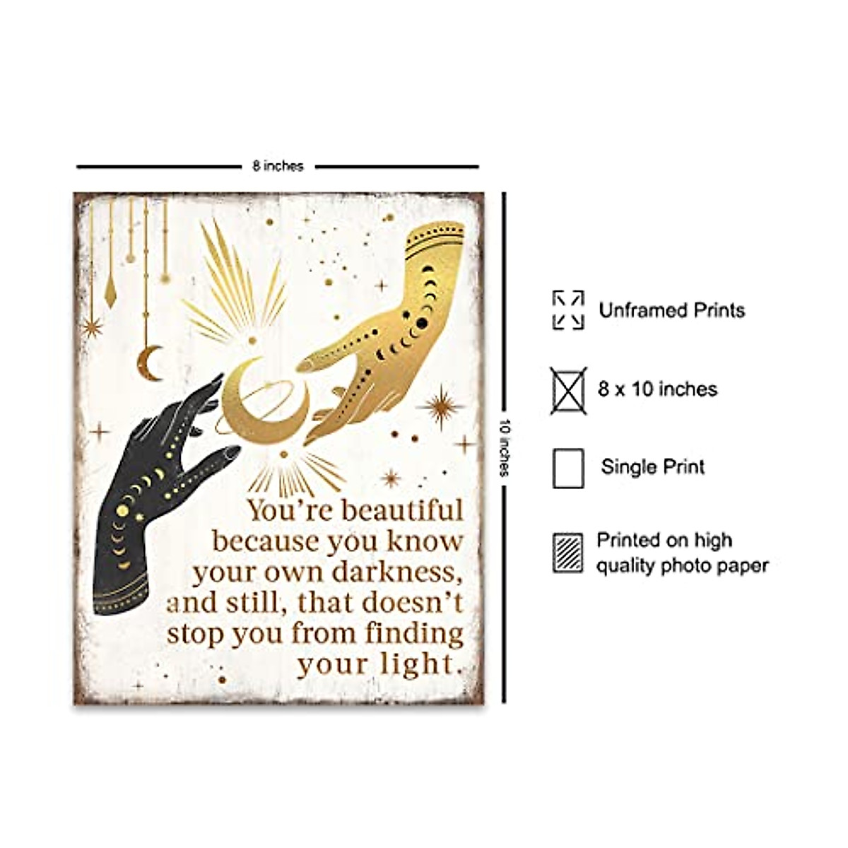 Boho Witchcraft Wall Art - Gothic Witchy Room Decor - Inspirational Positive Quotes for Women - Encouraging Gifts - Shabby chic Celestial Wicca Wiccan Witch Motivational poster - Pagan Supplies