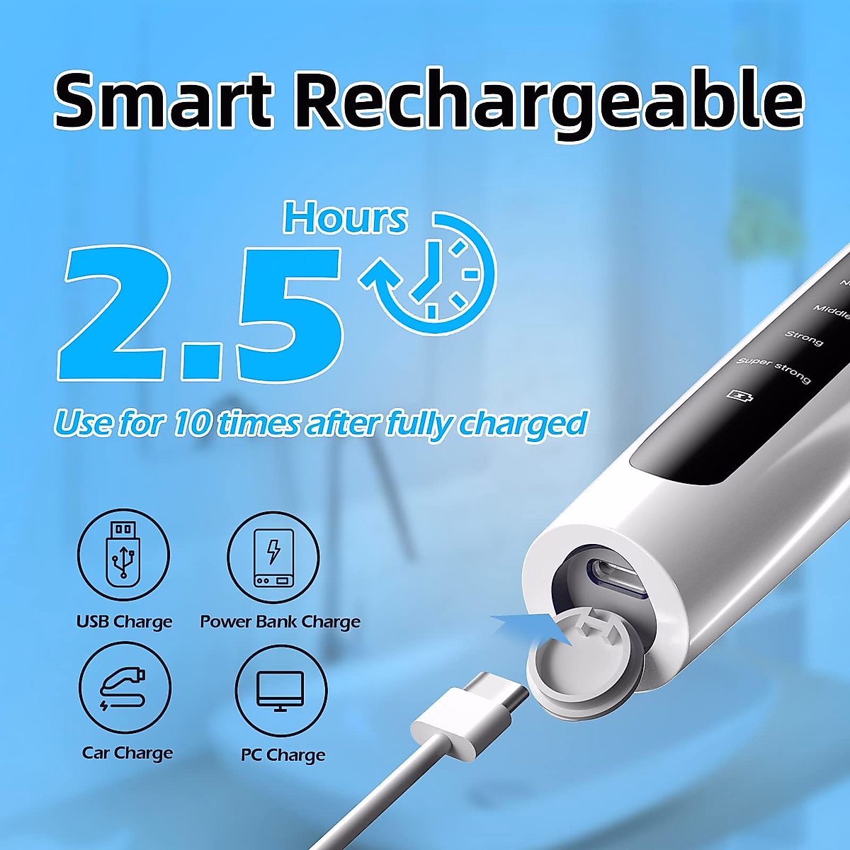 Electric Tooth Polisher, Multifunctional Replacement Head Teeth Cleaning Kit for Fighting Tooth Smoke and Tea Stains, USB Charging, Waterproof